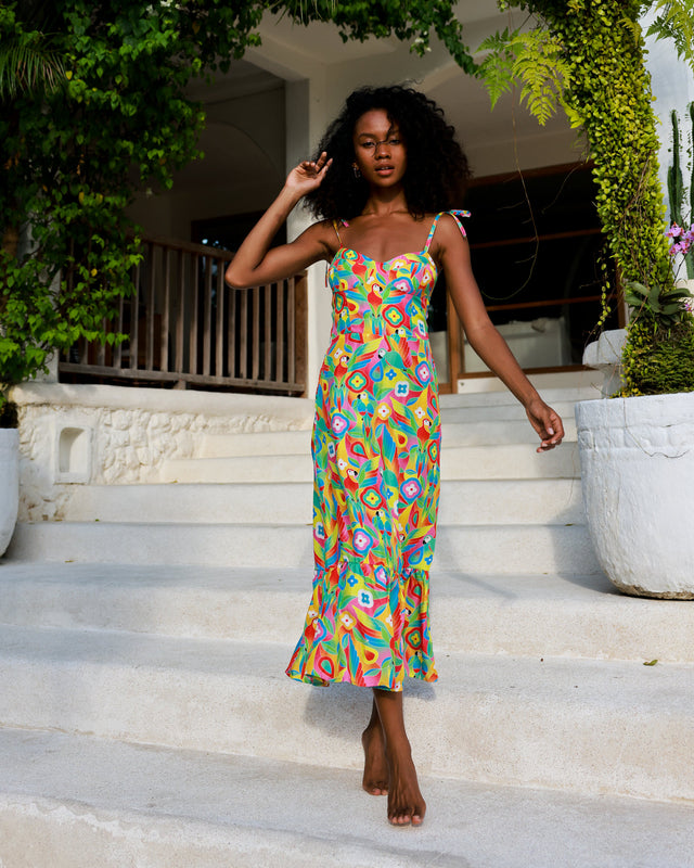 The Caribbean - Sweetheart Silk Dress | Dresses by Kenny Flowers